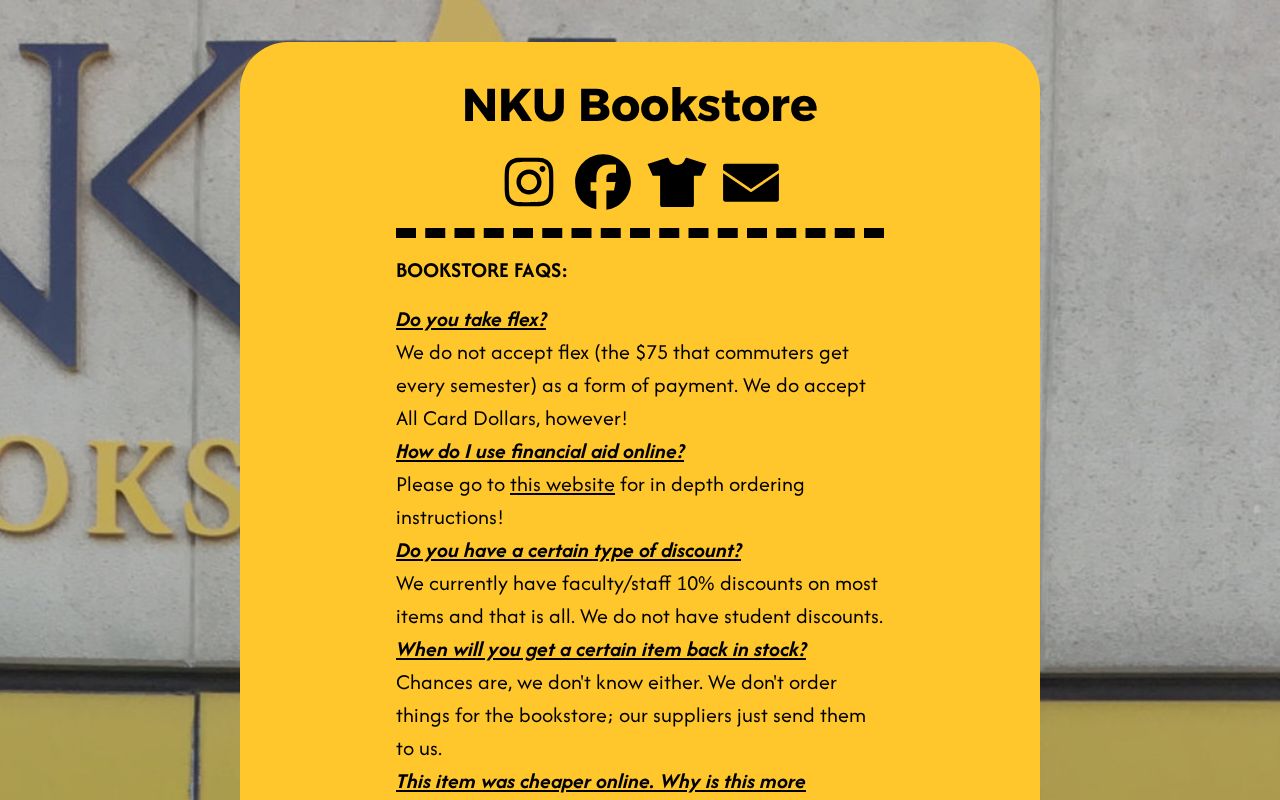 NKU Bookstore Links